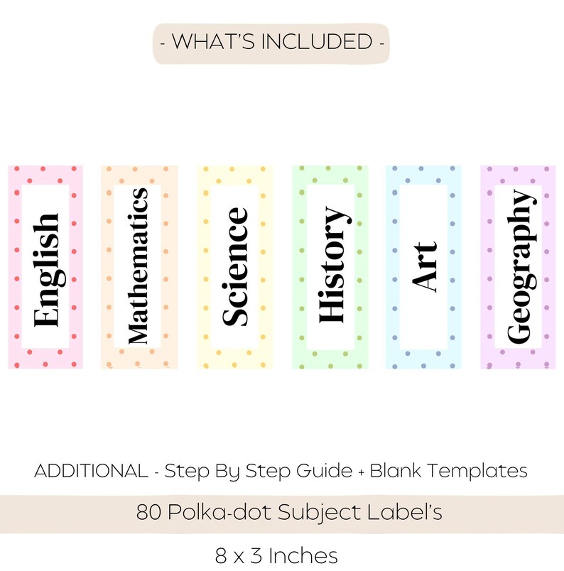 Pastel Classroom Subject Labels: Fruit & Polka-dot Design (digital ...