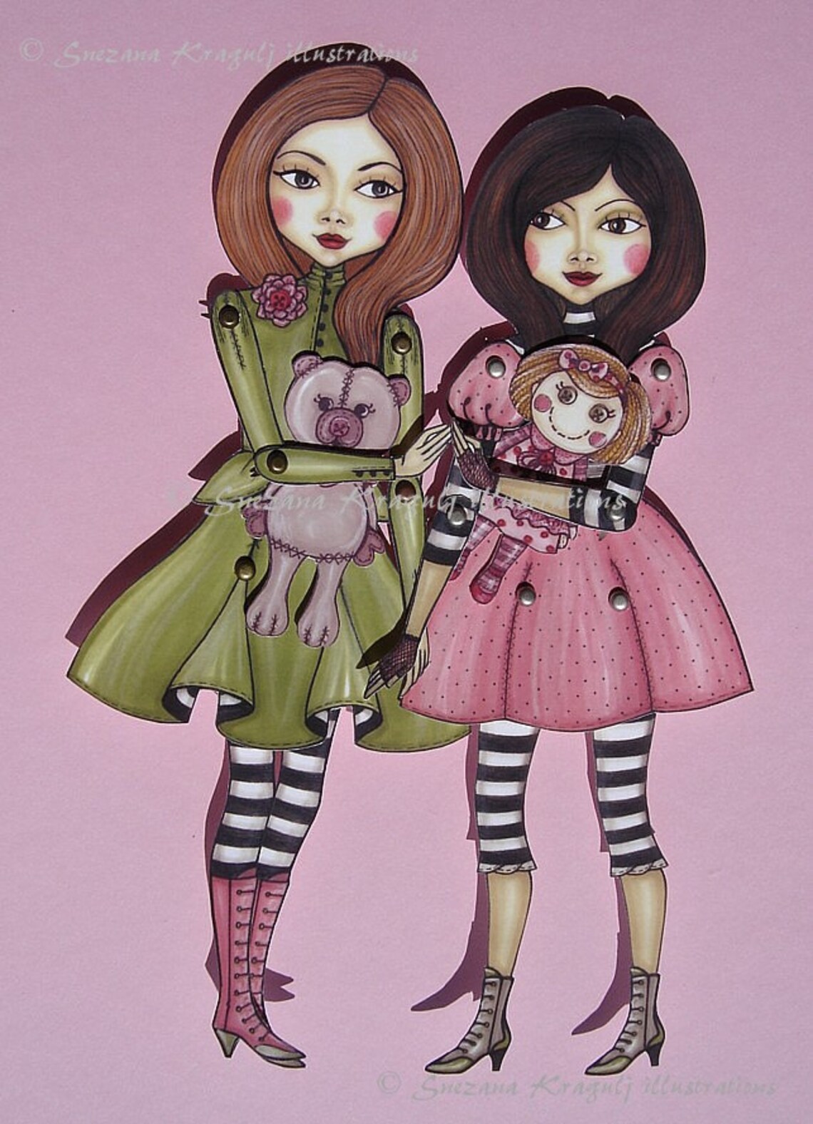 Sisters-articulated Paper Dolls already Cut and Assembled - Etsy