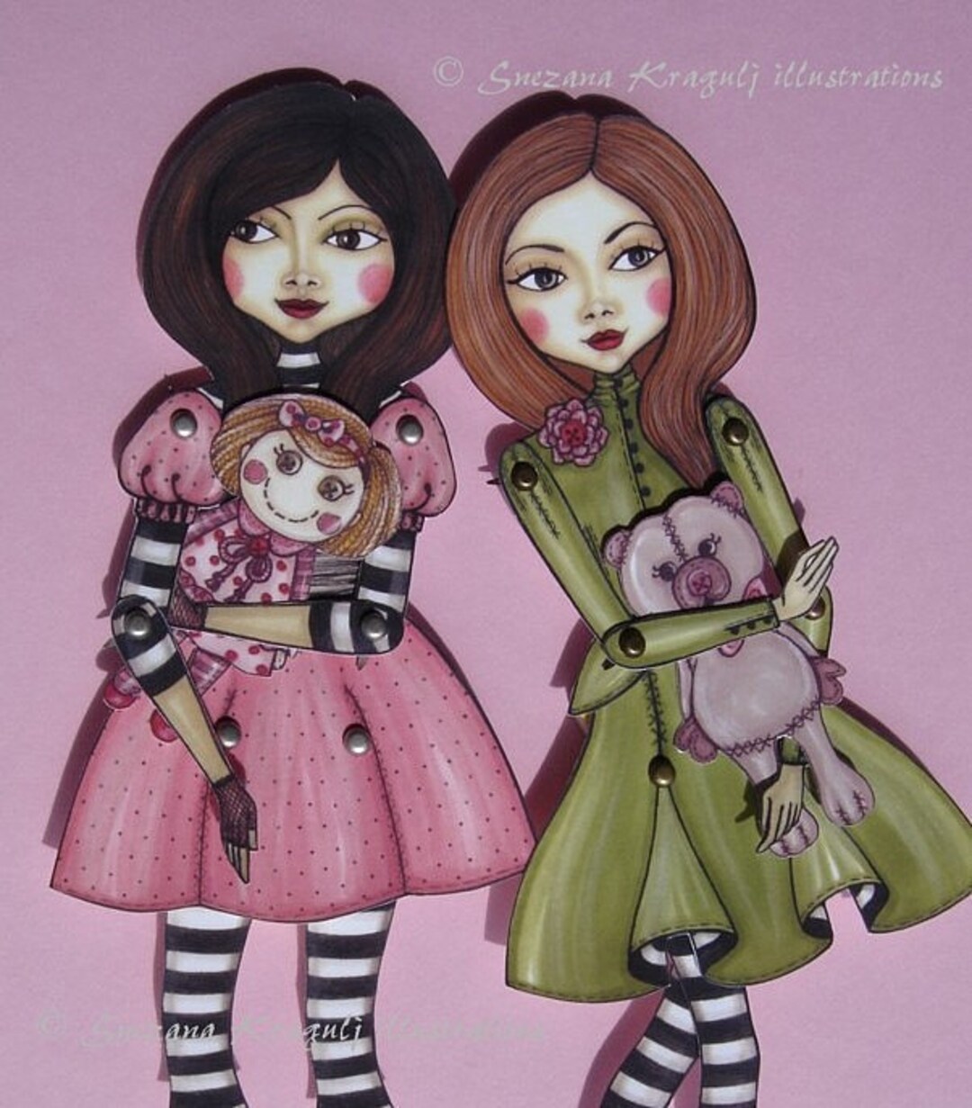 Sisters-articulated Paper Dolls already Cut and Assembled - Etsy