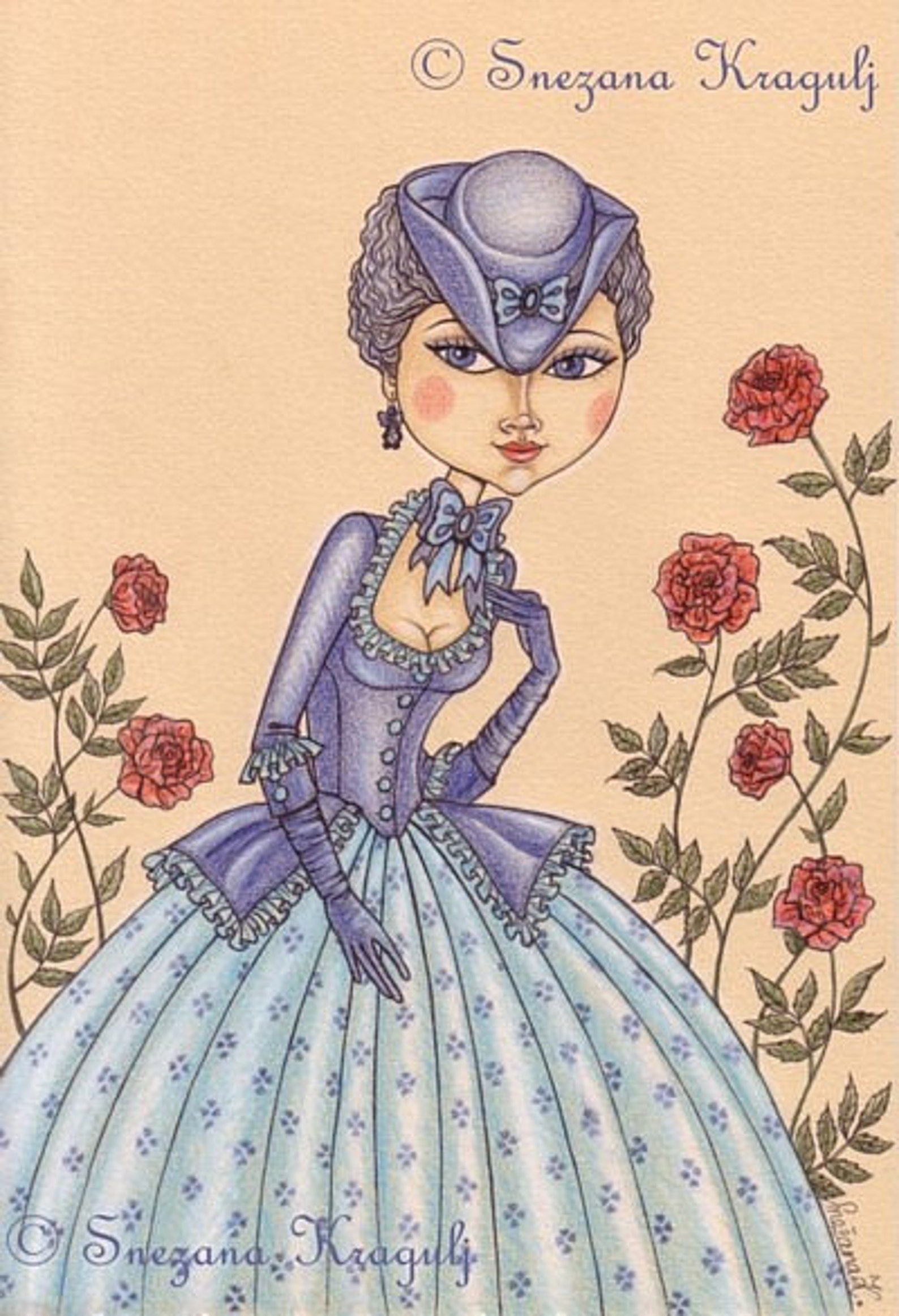 Rose-marie-original Fine Art Colored Pencil Illustration - Etsy