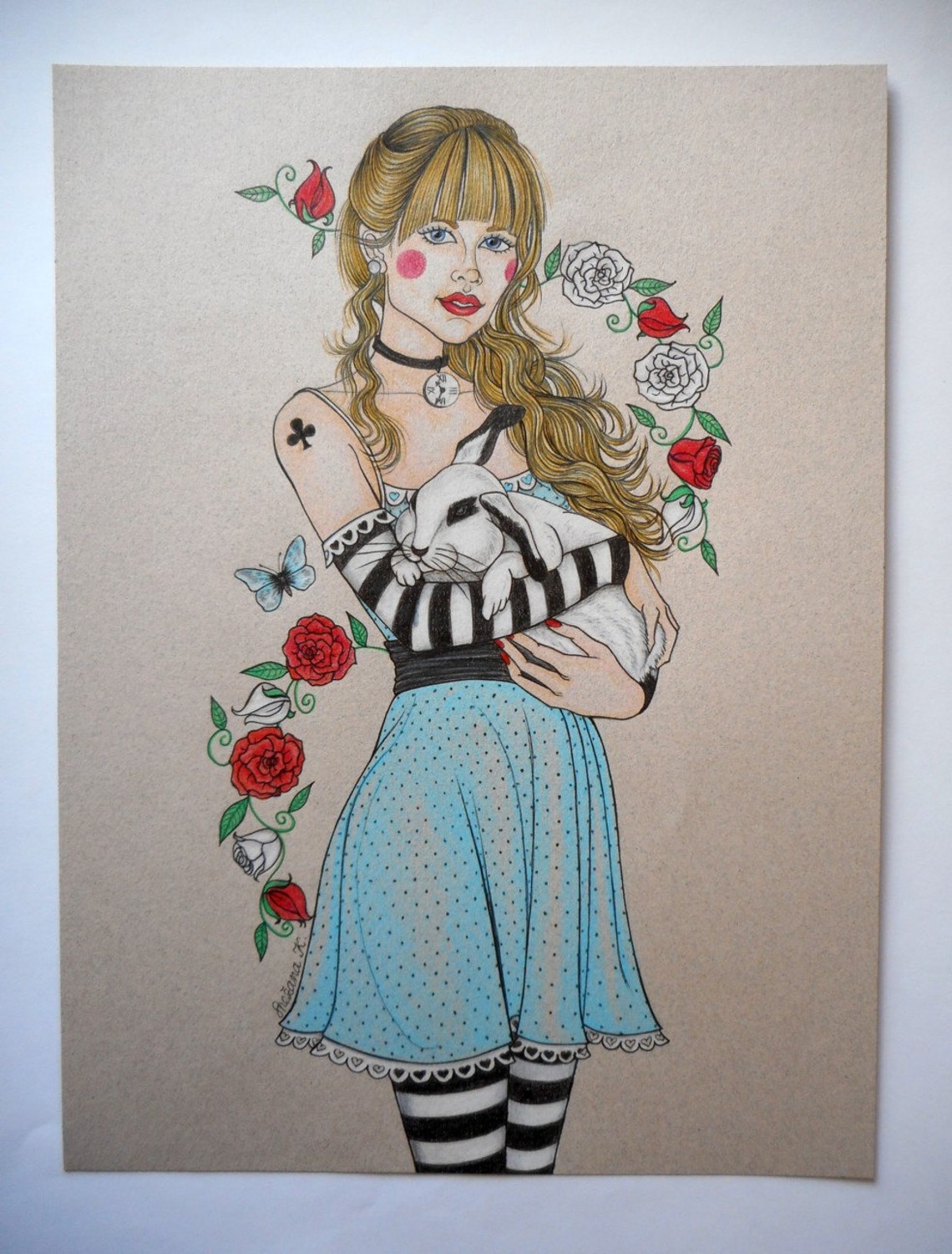 Alice-original Fine Art Drawing-pencils, Ink and Graphite, Fashion ...