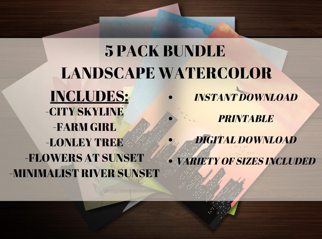 Printable Poster Bundle, Digital Download Five Pack, Multiple Posters ...