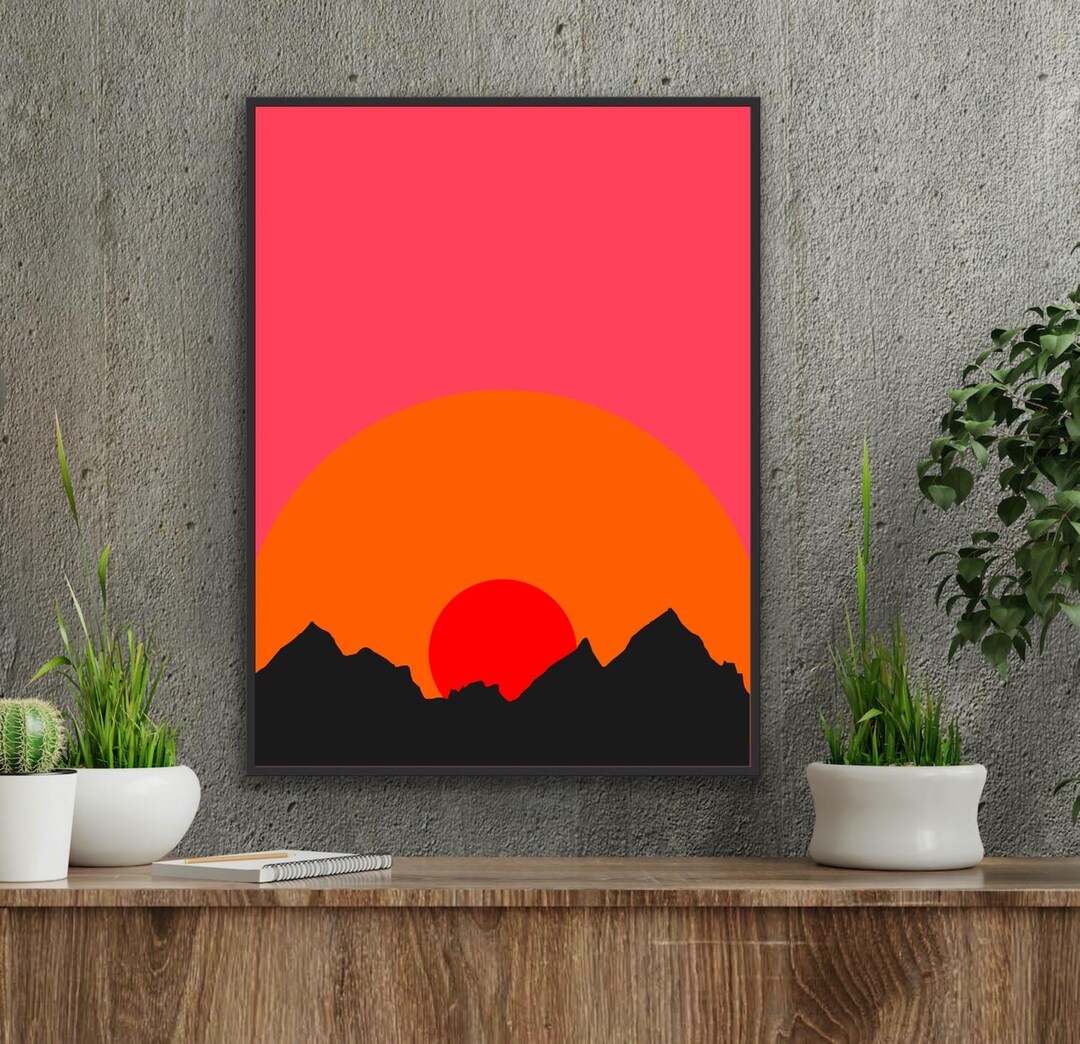 Sunset Poster, Colorful Landscape Poster, Modern Abstract Painting ...
