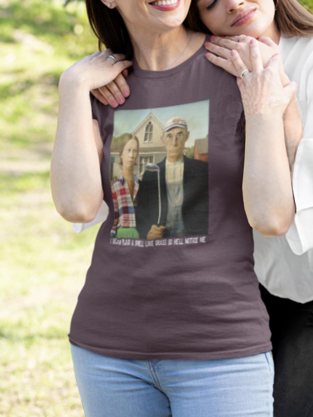 American Gothic Golf Funny Parody T-shirt - Golfing Fanatic Farmer and ...