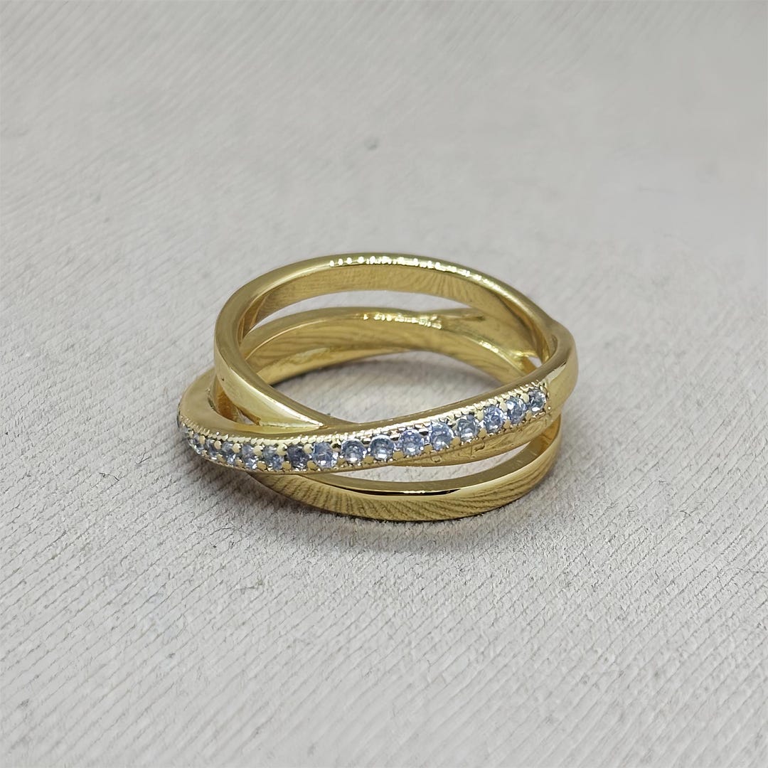 Pave Three-ring Staggered Ring, S925 Silver Ring, Versatile and Elegant ...