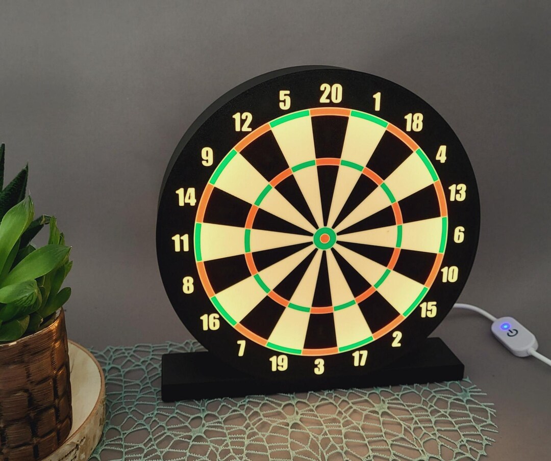 Unique 3D Printed Dartboard Lamp With Dimmable LED, Atmospheric ...