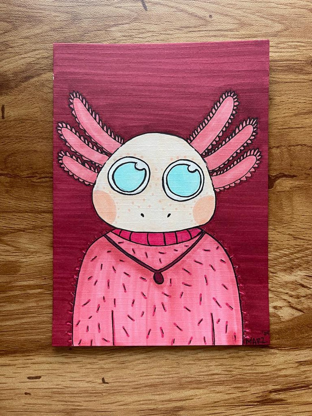 Original Hand-drawn Axolotl Artwork - Cute Animal Illustration in White ...