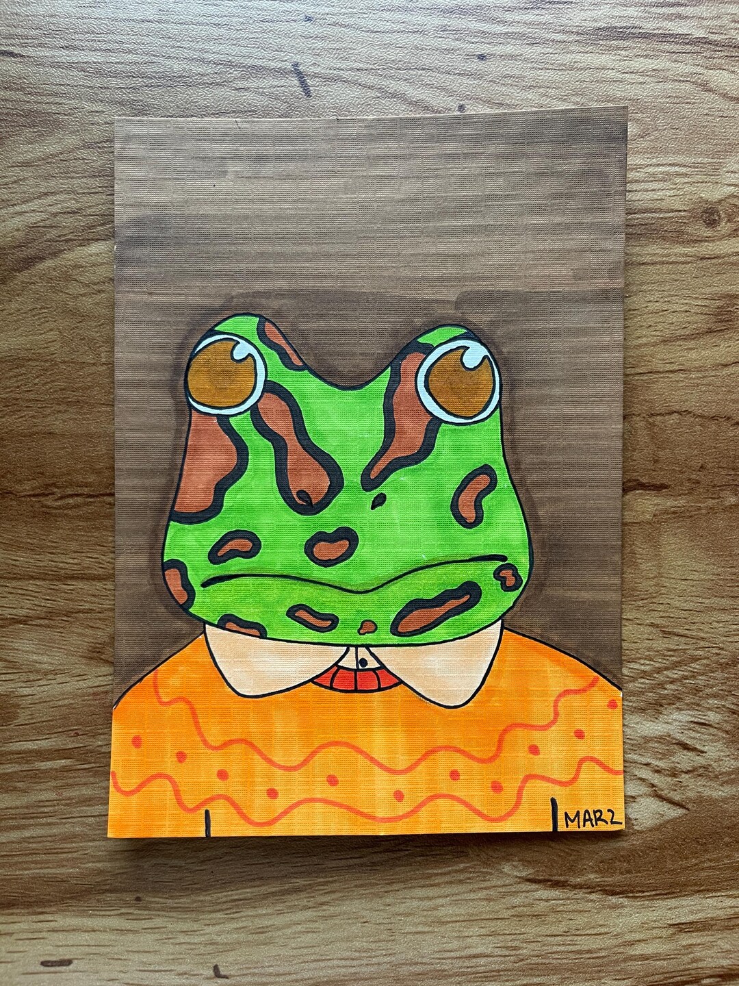 Original Hand-drawn Pacman Frog Artwork - Cute Animal Illustration in ...