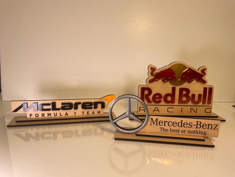 Mercedes-benz Logo Wooden Desk Sign | Luxury Car Decor | Office Desk ...