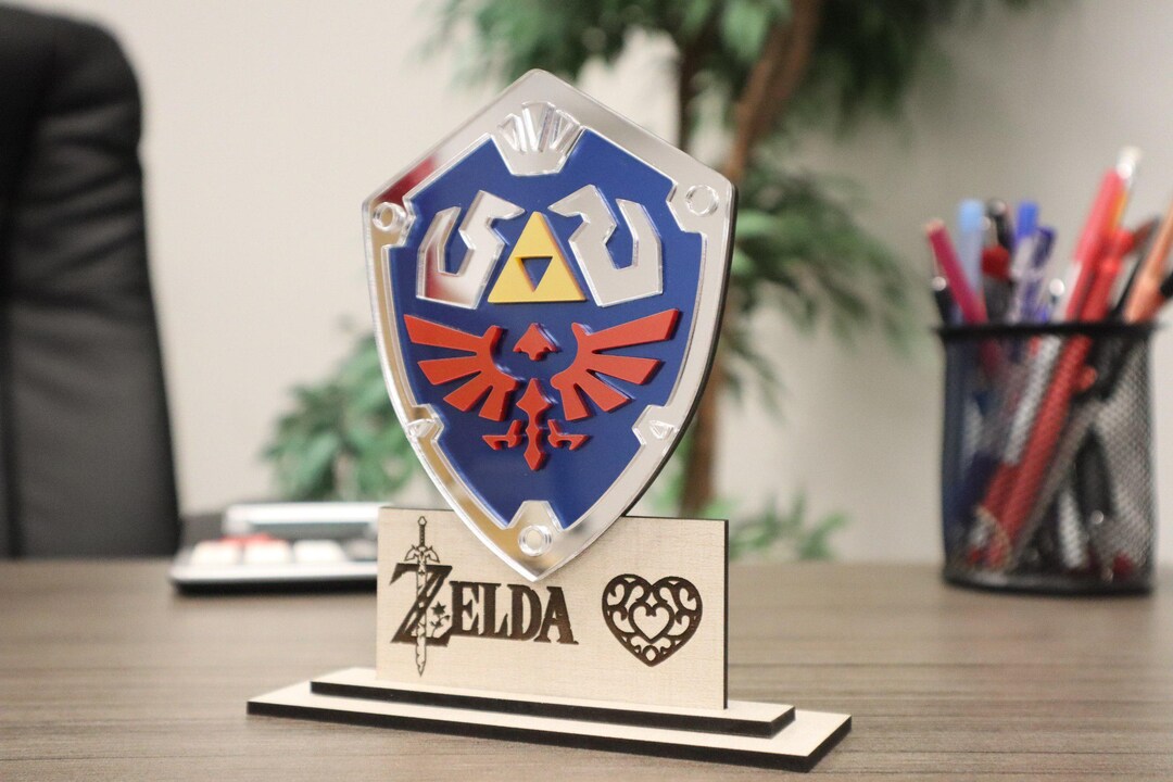 Hylian Shield Acrylic Stand: Legend of Zelda Desk Decor - Etsy