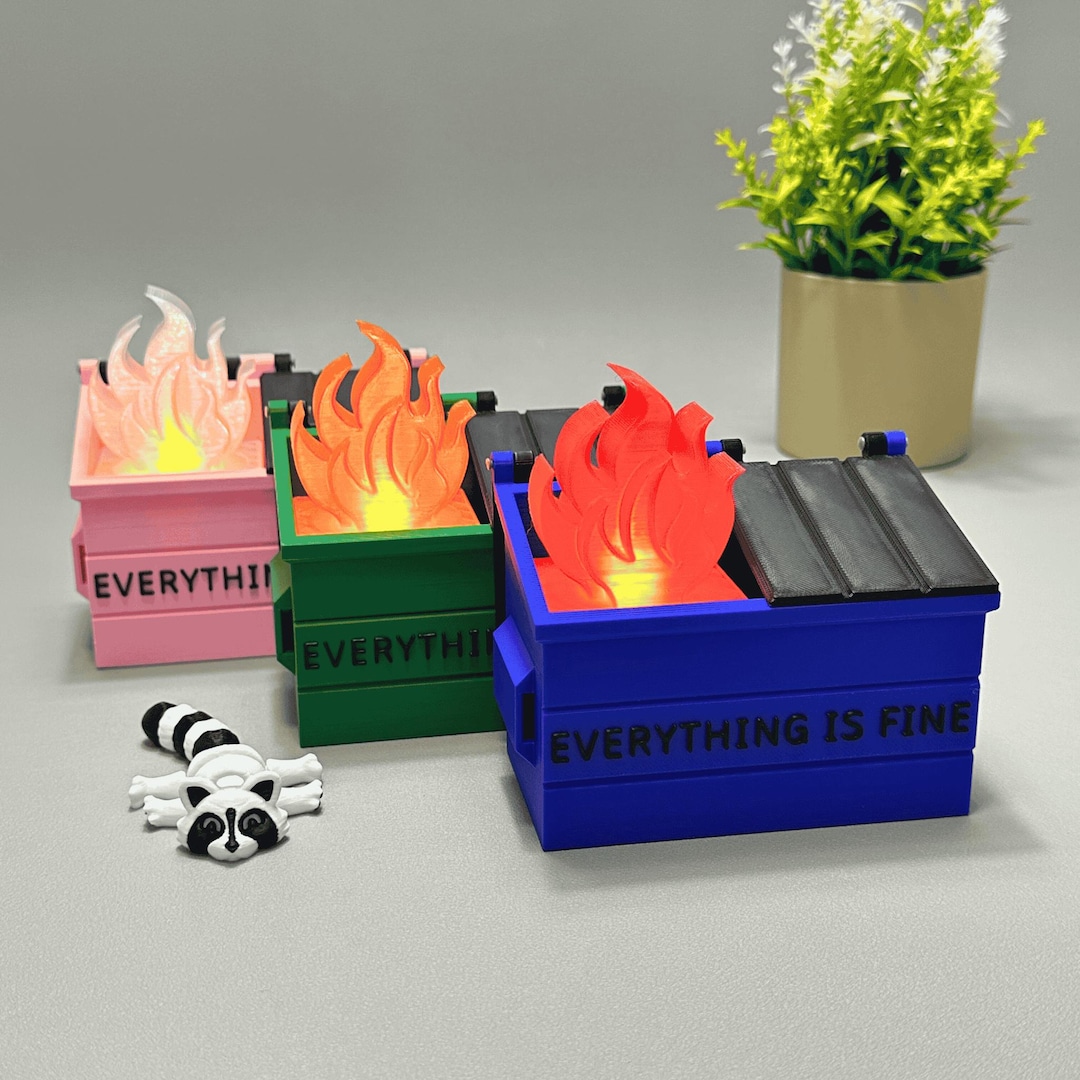 Dumpster Fire LED Desk Decor – Hand-painted Flame, Custom Text – Funny ...