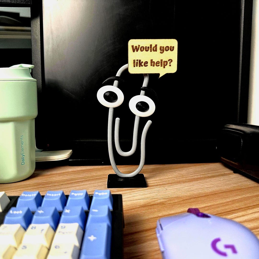 Clippy Desk Toy With Custom Text Sign – Funny Office Decor ...