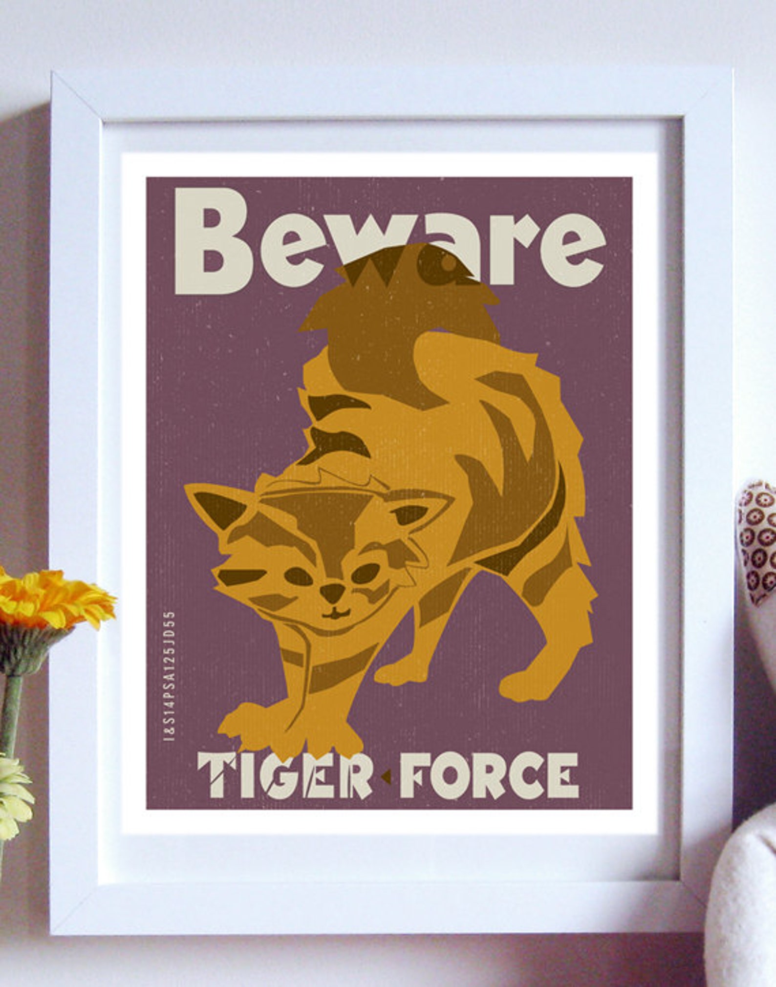 Pet Care Poster, Cat Art, Fine Art Print Beware Tiger Force, Original ...