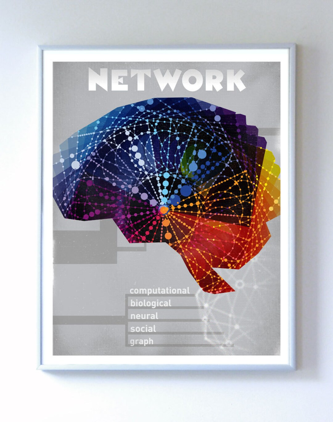 LARGE Neuron Illustration, Art Print, Network Connectivity, Fine Art ...