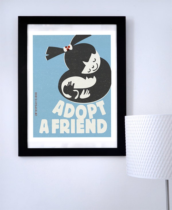 Adopt a Friend Original Illustration Typography Adoption - Etsy