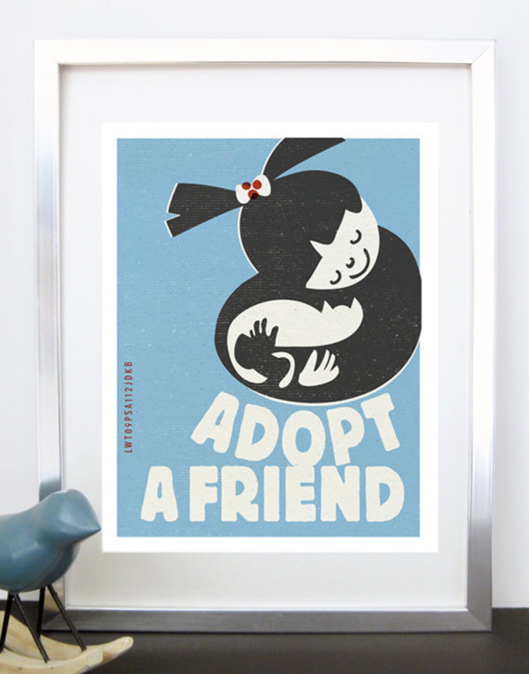 Adopt a Friend Original Illustration Typography Adoption Poster Print ...