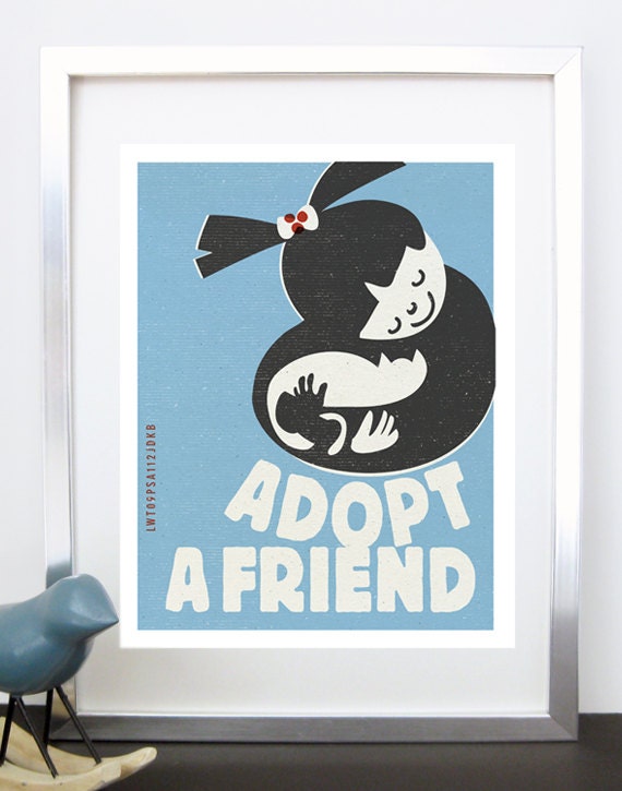Adopt a Friend Original Illustration Typography Adoption - Etsy