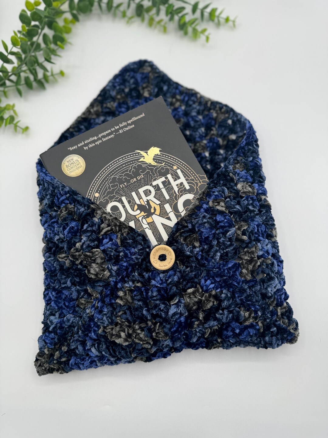Velvet Book Sleeve, Velvet Book Cover, Crocheted Book Sleeve, Envelope ...