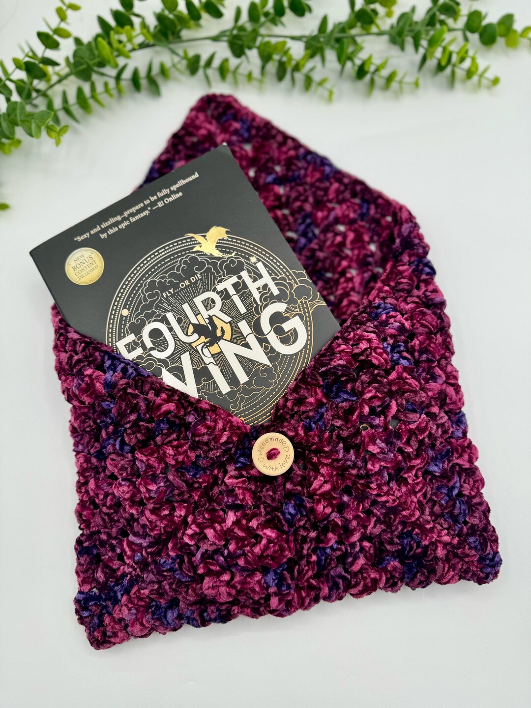 Velvet Book Sleeve, Velvet Book Cover, Crocheted Book Sleeve, Envelope ...