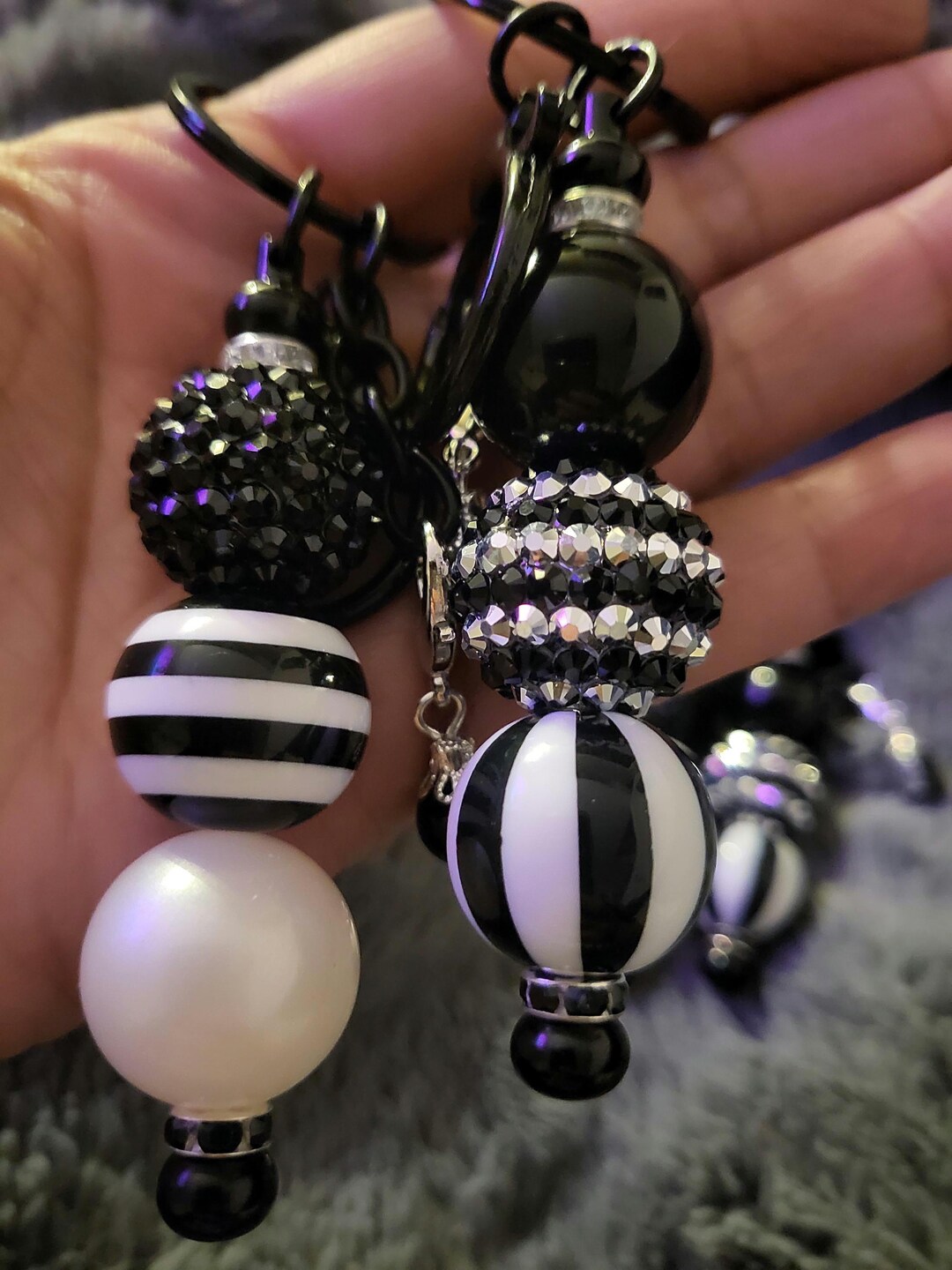 Handmade Beaded Sparkle Keychain: Gem & Bead Dangle - Etsy