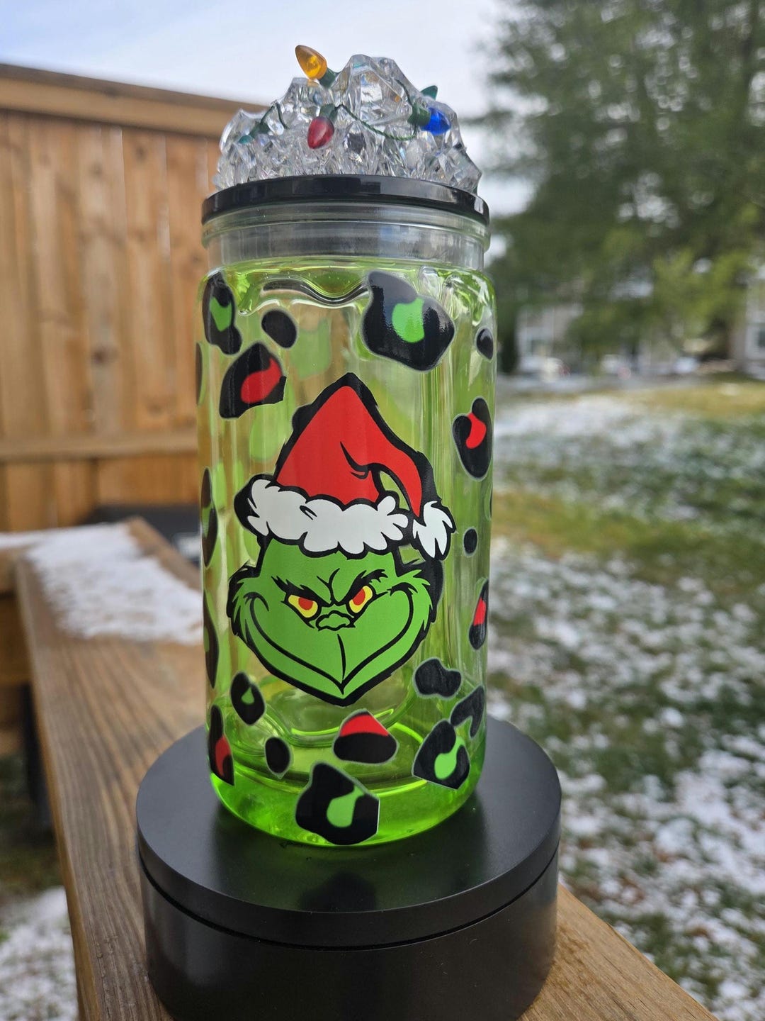 Christmas Grinch Drip Snowglobe Tumbler - Etsy