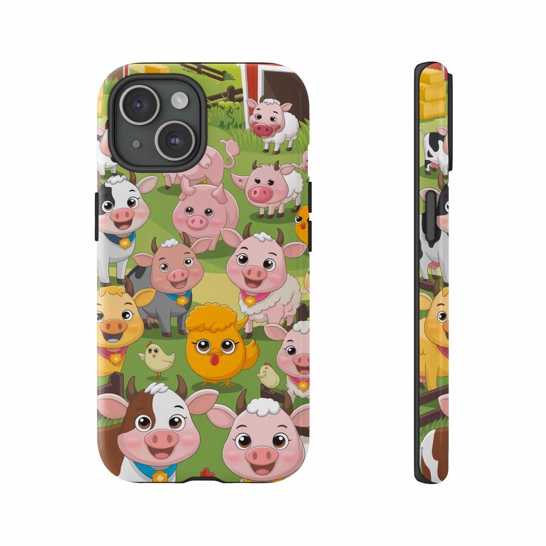 Cute Farm Animals iPhone Case, Adorable Cartoon Characters, Protective ...