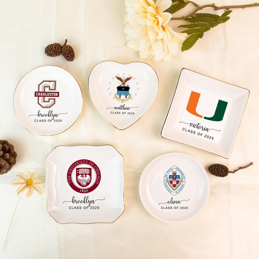 Custom University Logo Trinket Ring Dish, Personalized Graduation Gift ...