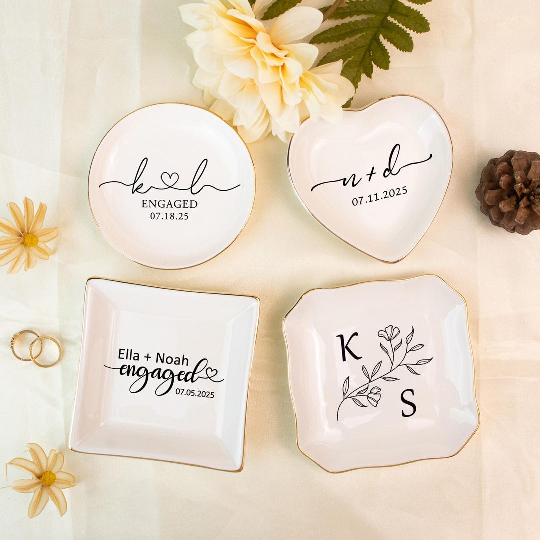 Personalized Engagement Ring Dish, Gift for Bride and Groom, Wedding ...