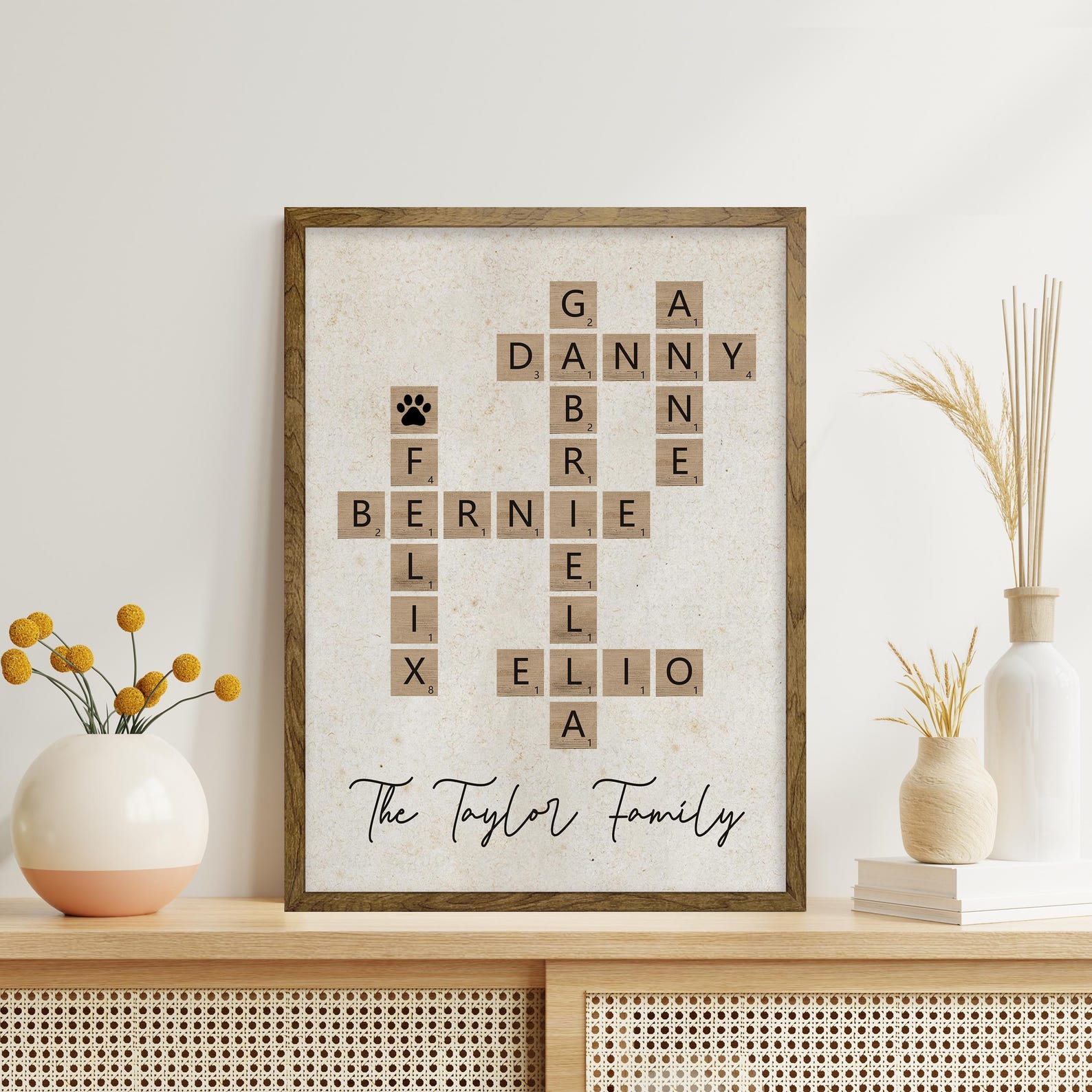 Personalized Family Puzzle Sign, Custom Family Name Print, Crossword ...