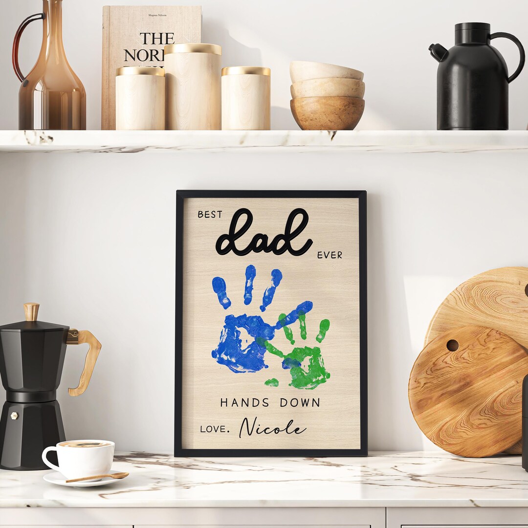 Personalized DIY Handprint Father's Day Gift, Father's Day Wooden Sign ...