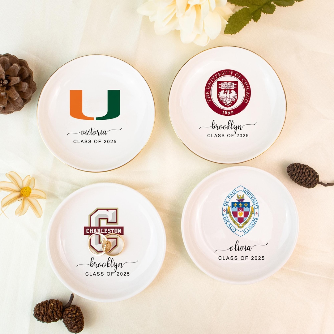 University Custom Trinket Ring Dish, Personalized Graduation University ...