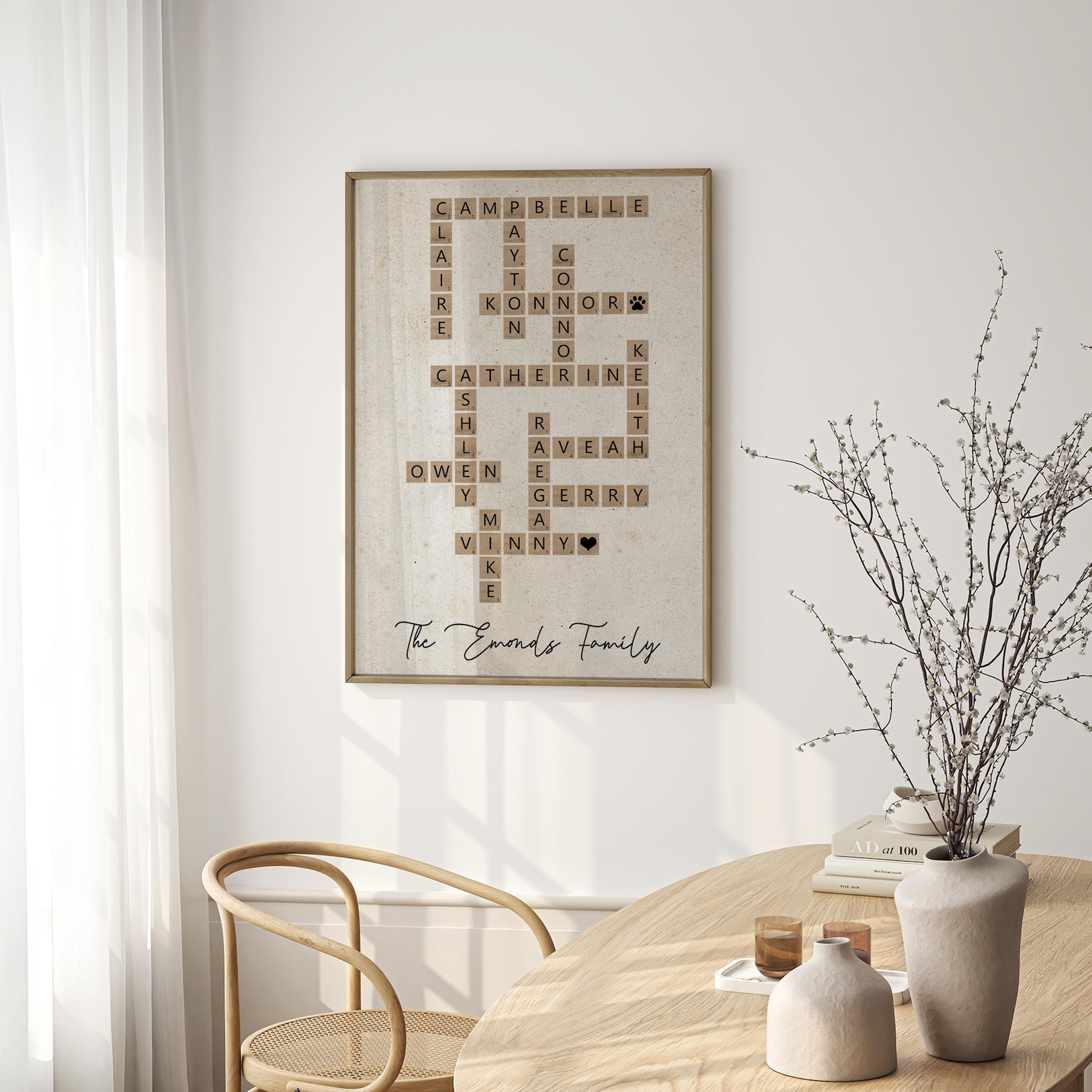 Personalized Family Puzzle Sign, Custom Family Name Print, Crossword ...