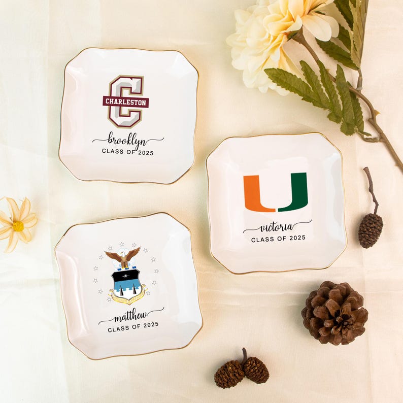 Custom University Logo Trinket Ring Dish, Personalized Graduation Gift ...