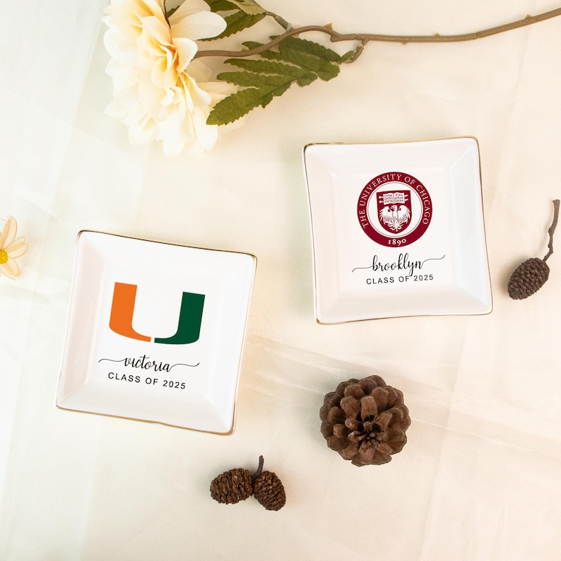 Custom University Logo Trinket Ring Dish, Personalized Graduation Gift ...