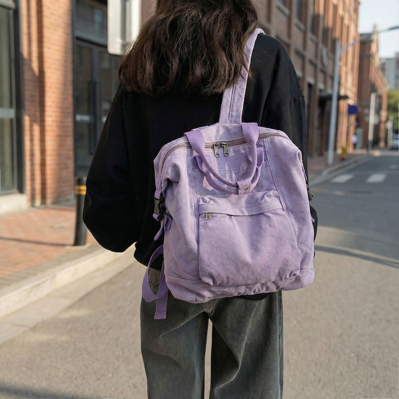 Vintage Solid Color Canvas Backpack, Custom Student Bag, School Canvas ...