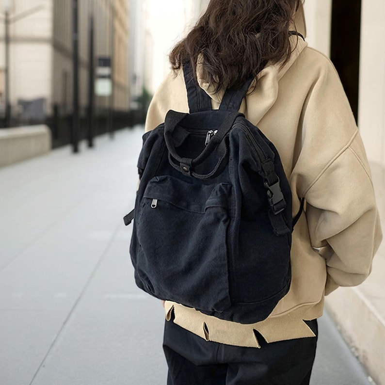Vintage Solid Color Canvas Backpack, Custom Student Bag, School Canvas ...