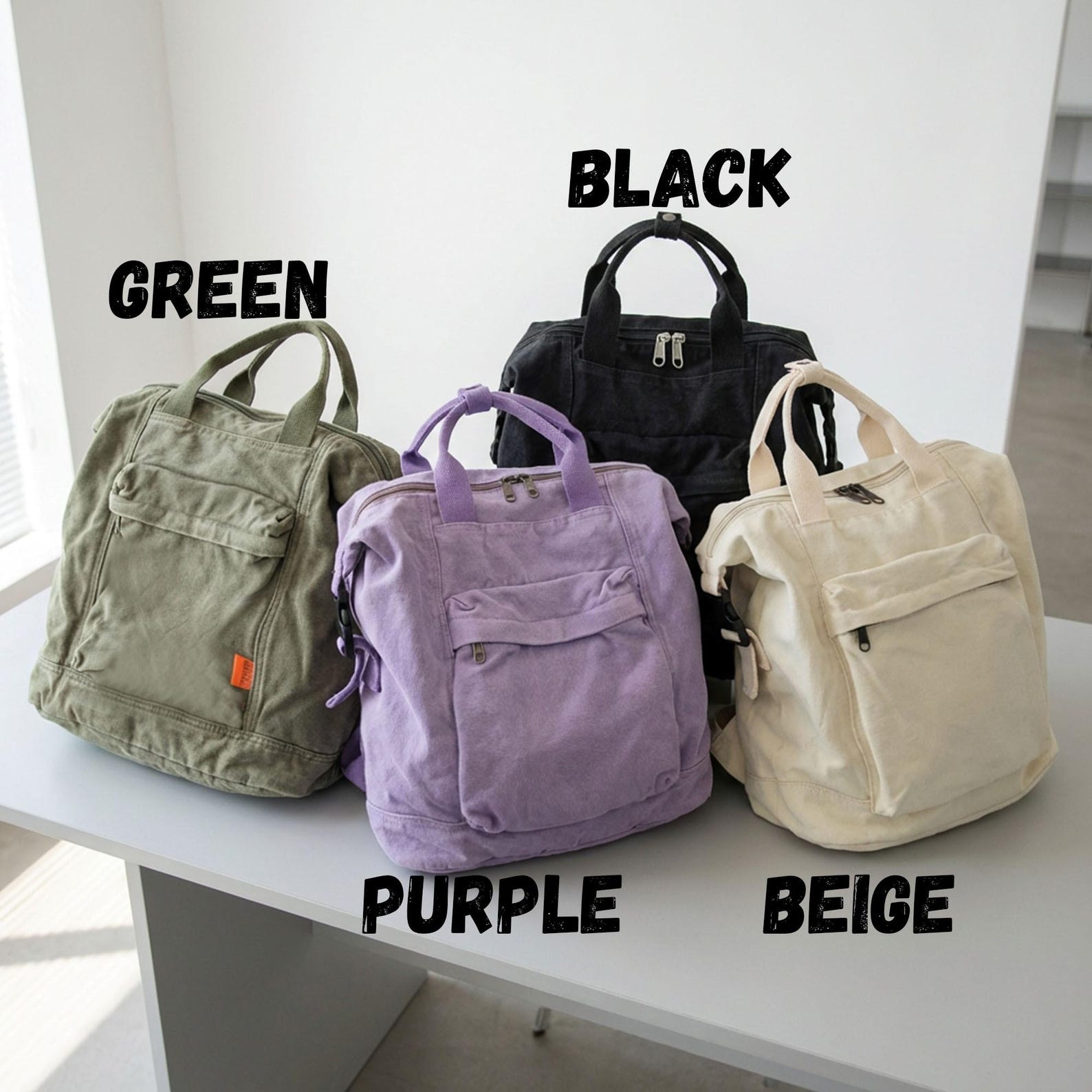 Vintage Solid Color Canvas Backpack, Custom Student Bag, School Canvas ...