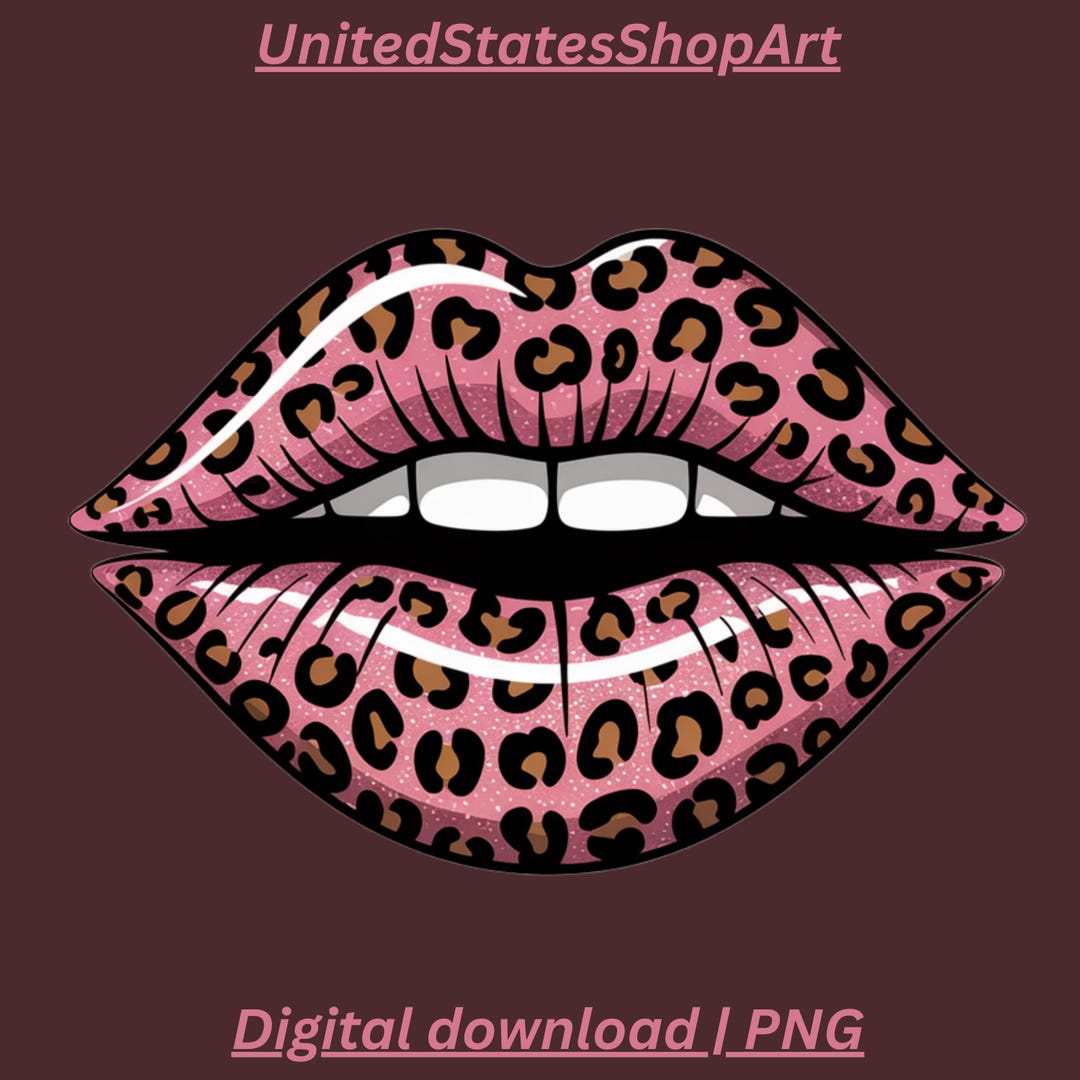 Leopard Print Lip PNG | Glitter Kiss Lips Sublimation Design | Sassy T ...