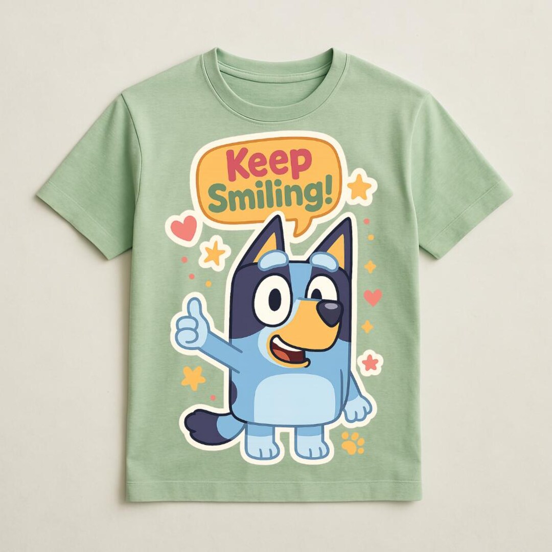 Bluey PNG Premium Sticker – Cartoon Dog Giving Thumbs up With "keep ...