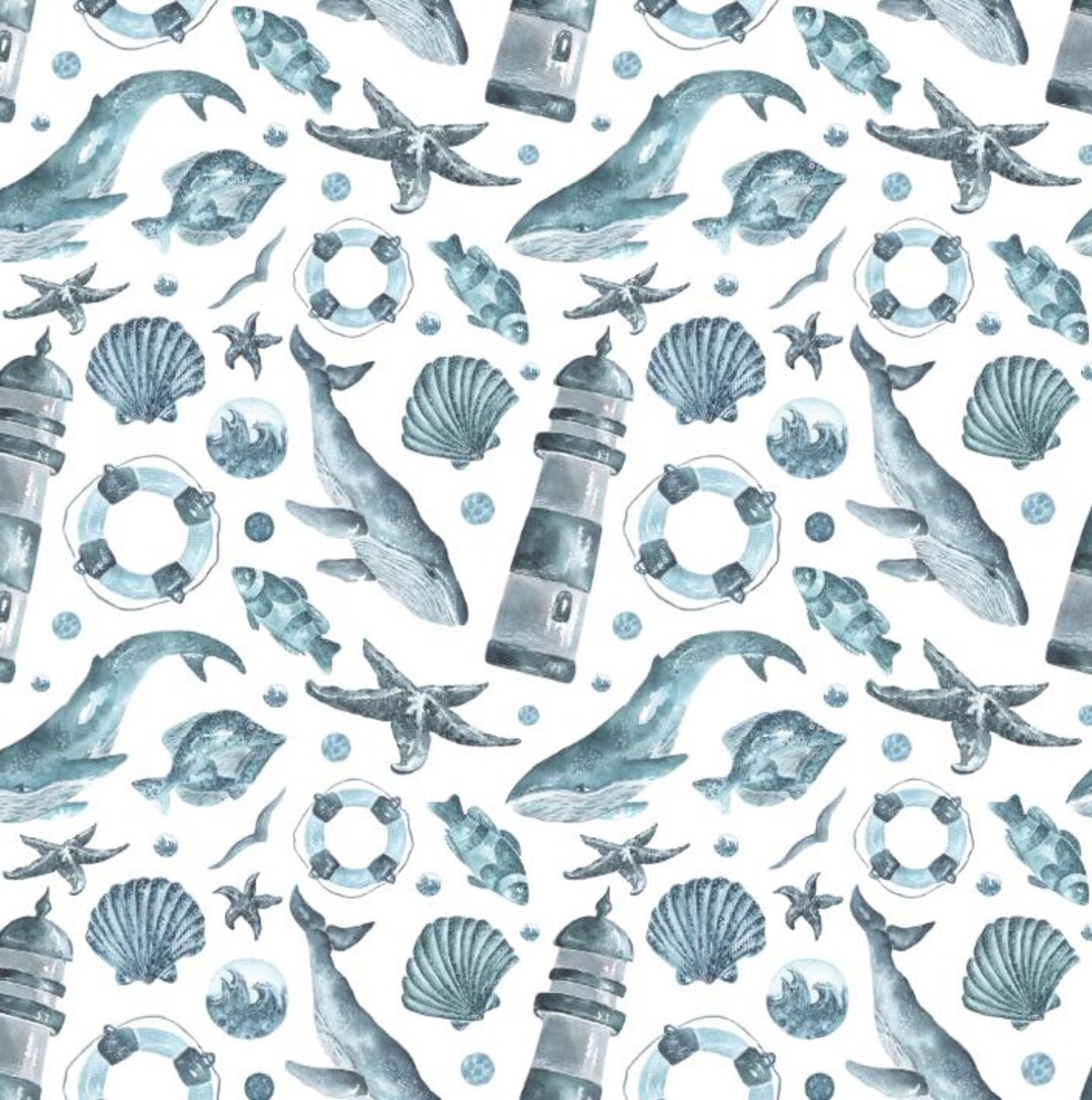 Beach Fabric Art Ocean Fabric Ocean Shark Quilt Fabric 100% Cotton ...
