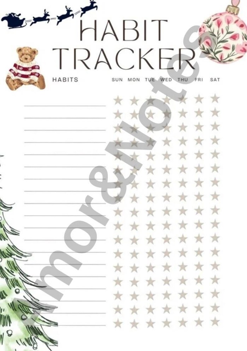 Christmas Habit Tracker | December Habit Tracker Printable | Aesthetic ...