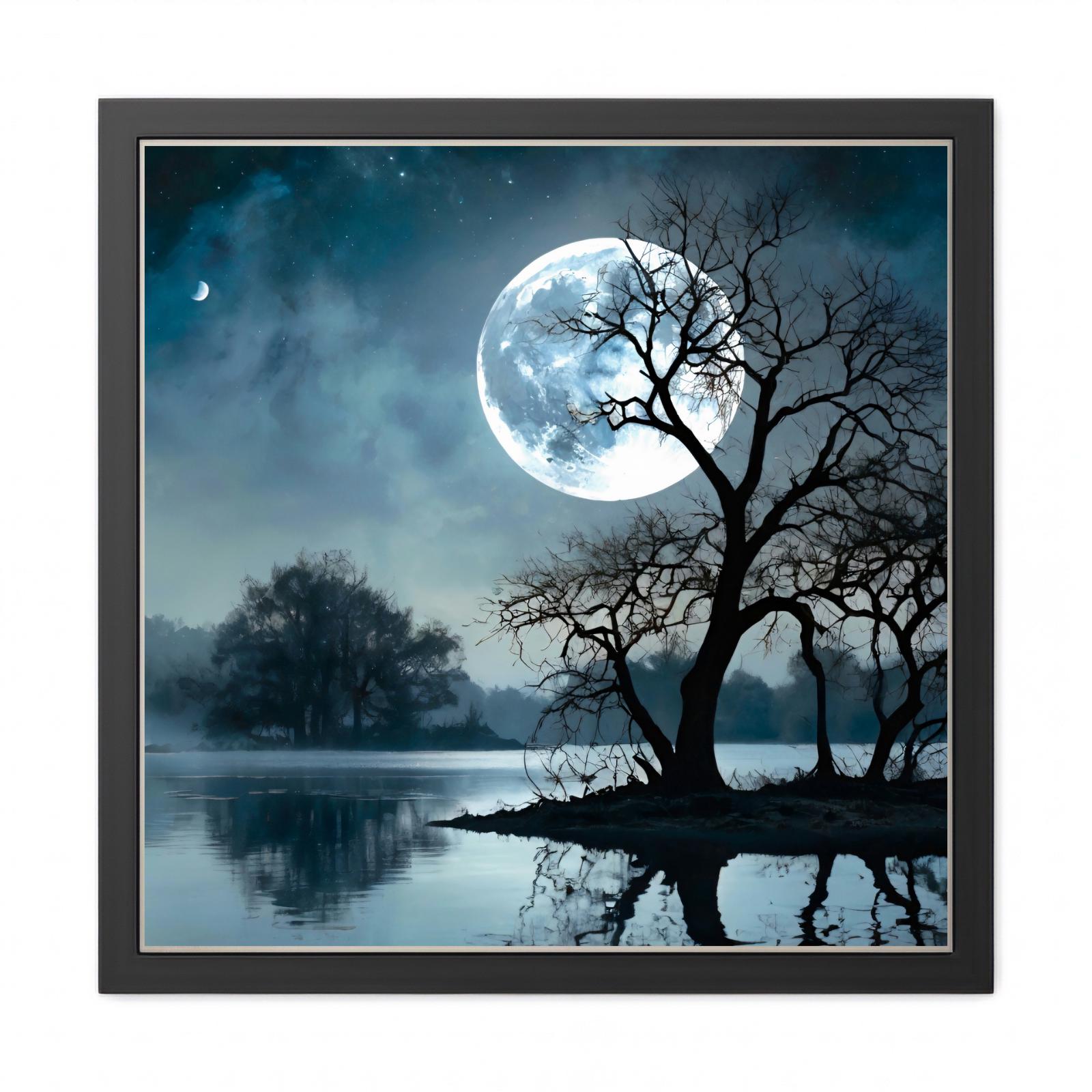 Printable Moonlit Reflection Digital Art Enchanting Night Landscape ...