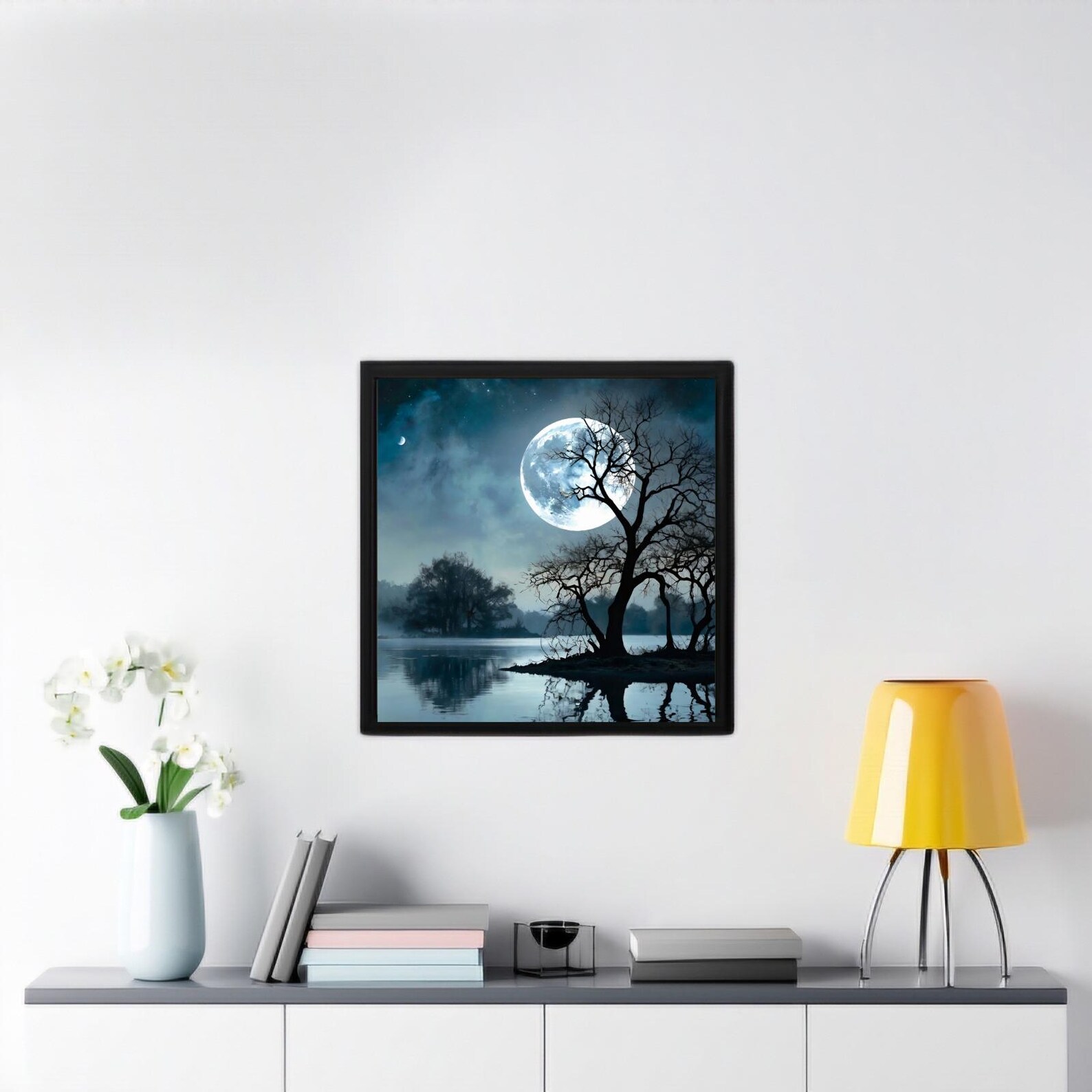 Printable Moonlit Reflection Digital Art Enchanting Night Landscape ...