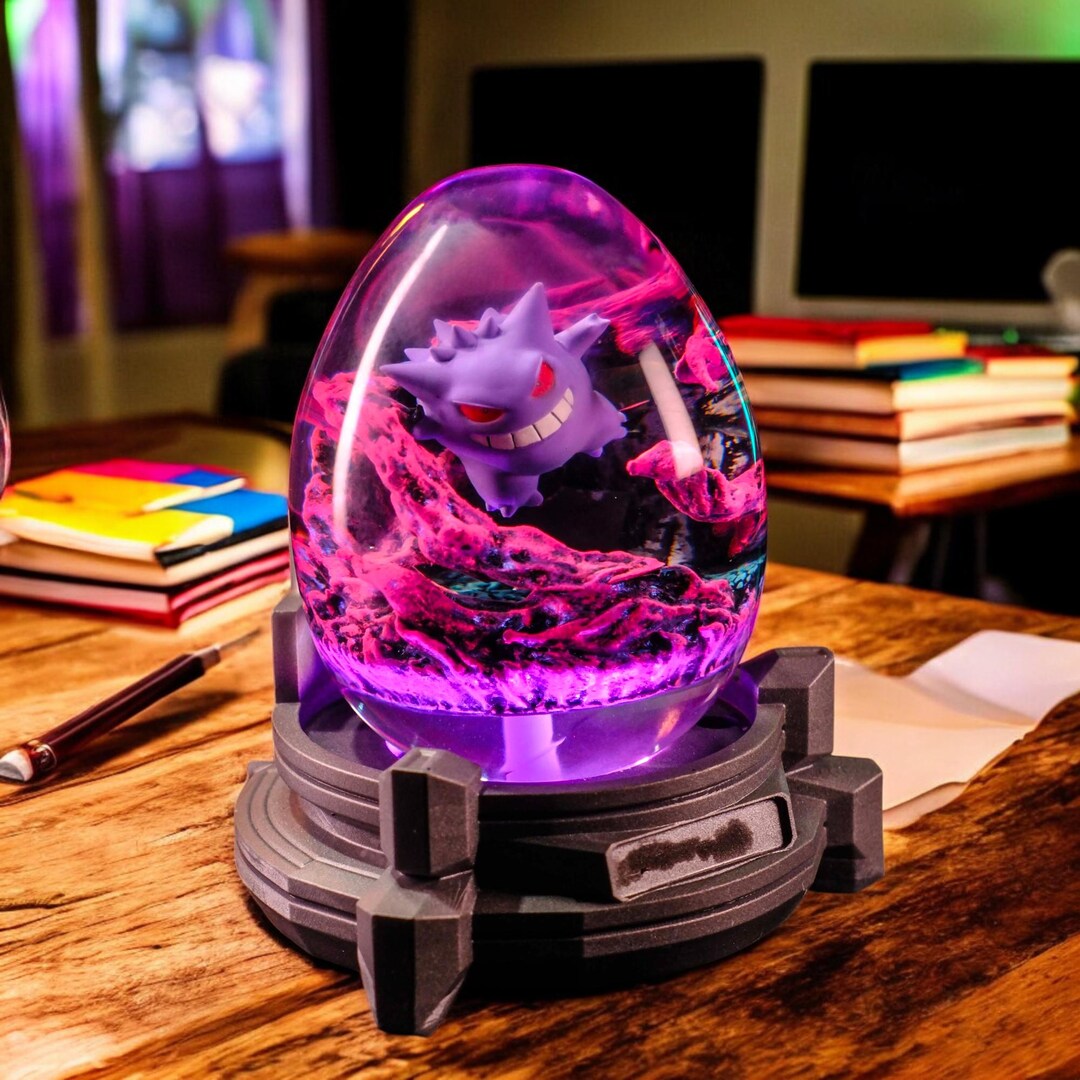 Spooky Ghost Creature Resin Egg Lamp – Handmade Collectible Purple ...