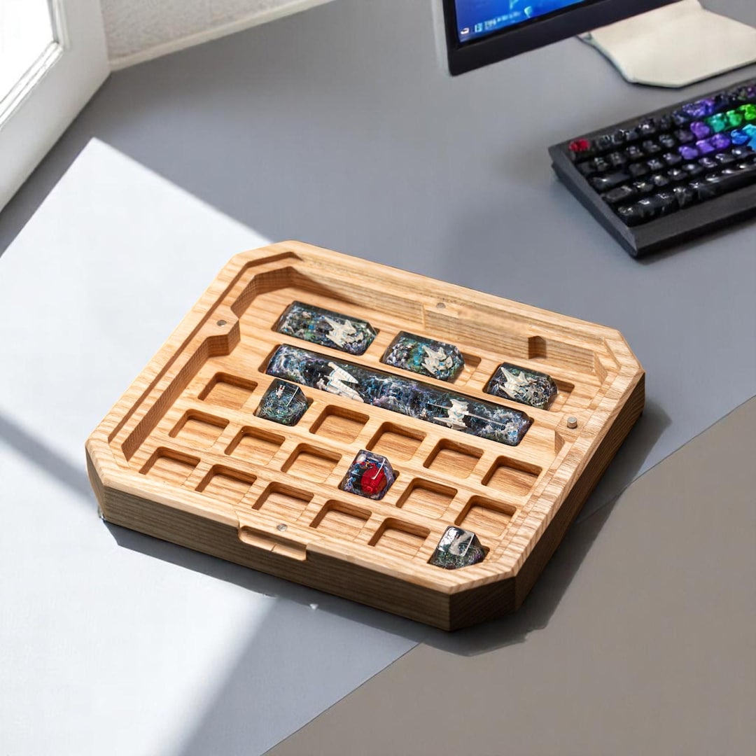 Custom Wooden Keycap Box, Square Design for Collectors Natural Wood ...