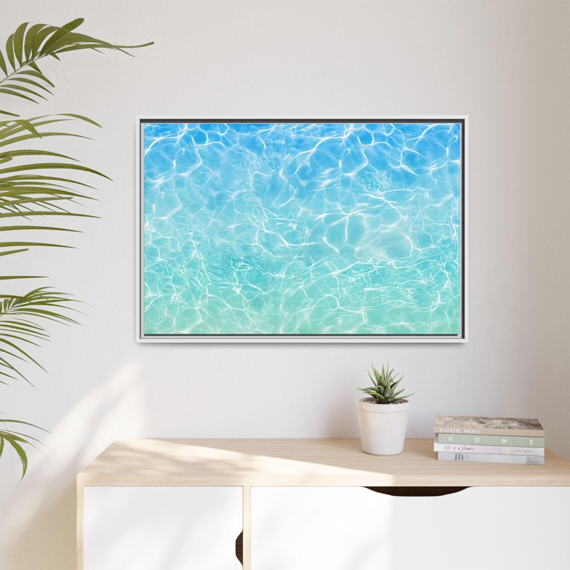 Blue Green Ocean Water Reflection Canvas Art - Framed or Unframed for ...