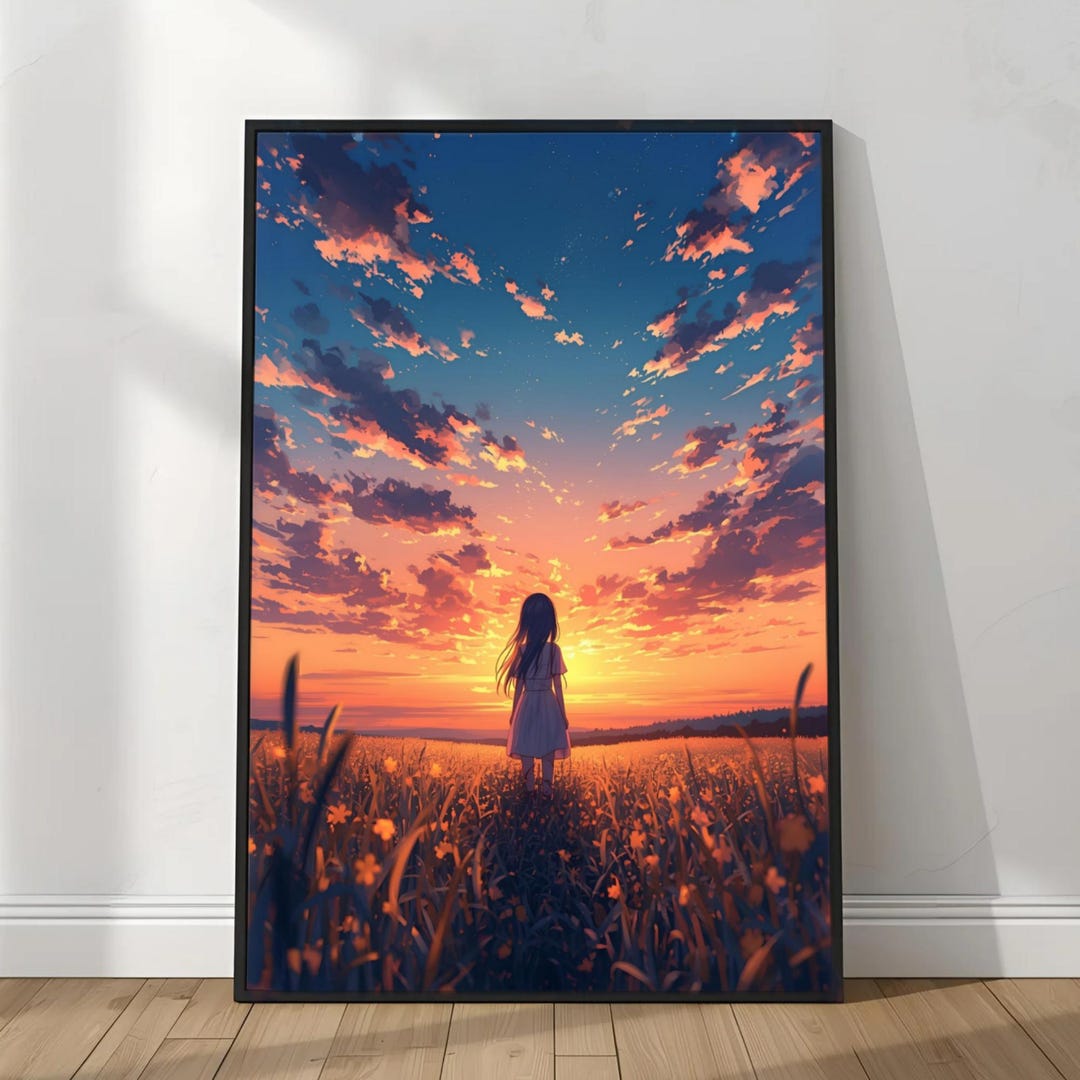 Dreamy Sunset Field Art Print, Surreal Nature Poster, Dreamcore Wall ...