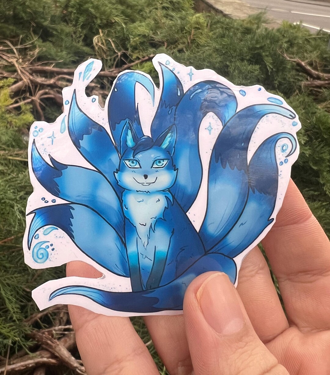Blue Kitsune Sticker / Arctic Fox Spirit / Water & Snow Powers ...