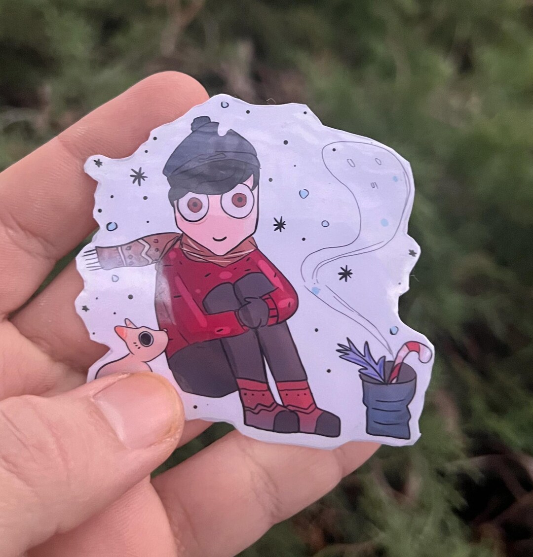 Homeless Boy and Cat Sticker / Heartwarming Winter Street Scene ...