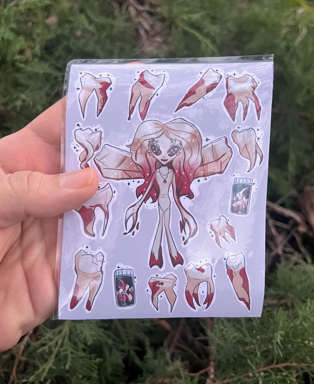 Creepy Cute Tooth Fairy Sticker Sheet / Vinyl Waterproof Spooky ...